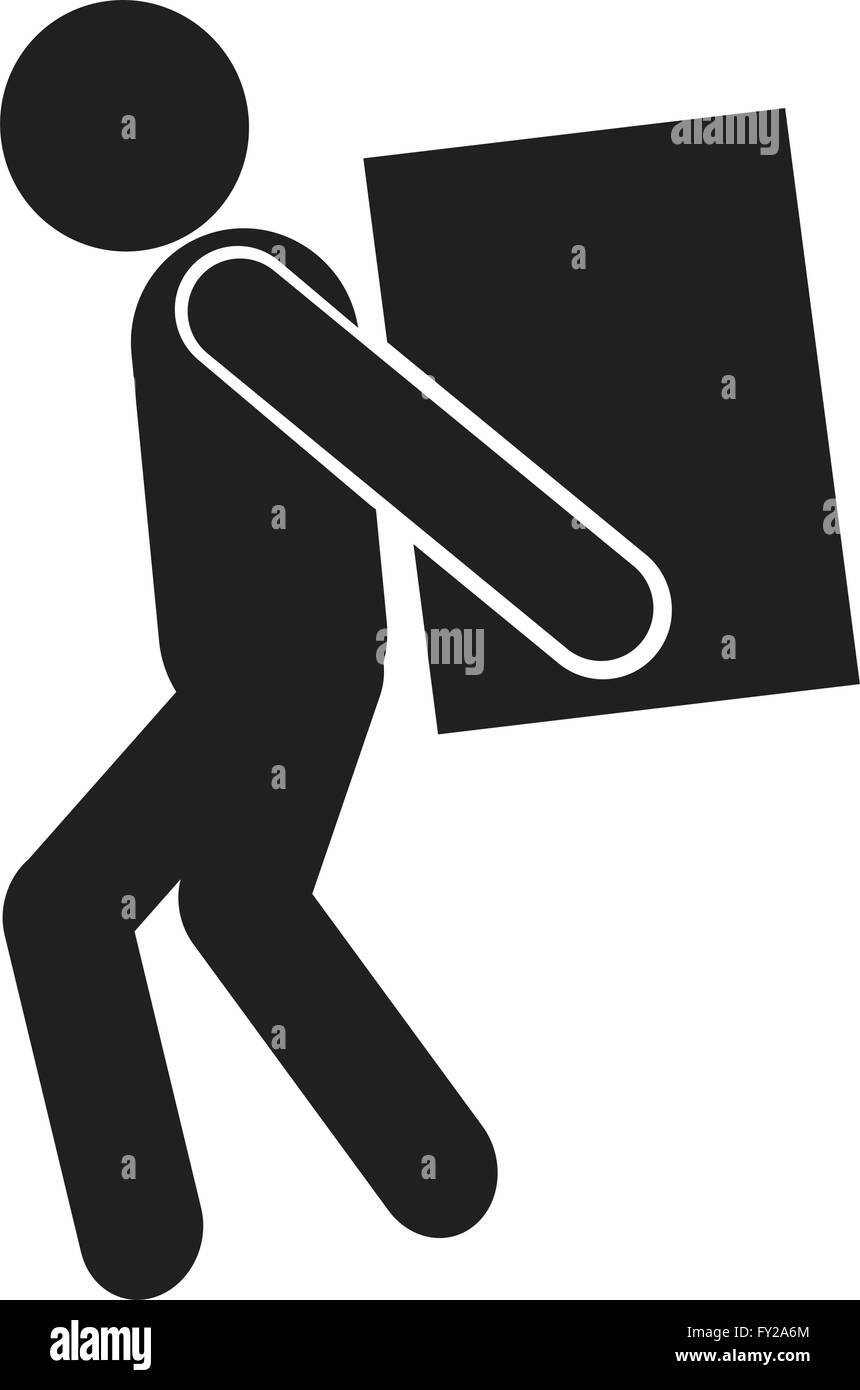 Man Moving Box Pictogram Icon Illustration design Stock Vector Image ...