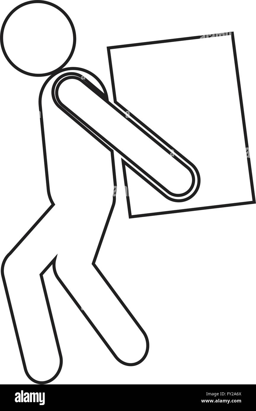 Man Moving Box Pictogram Icon Illustration design Stock Vector Image ...