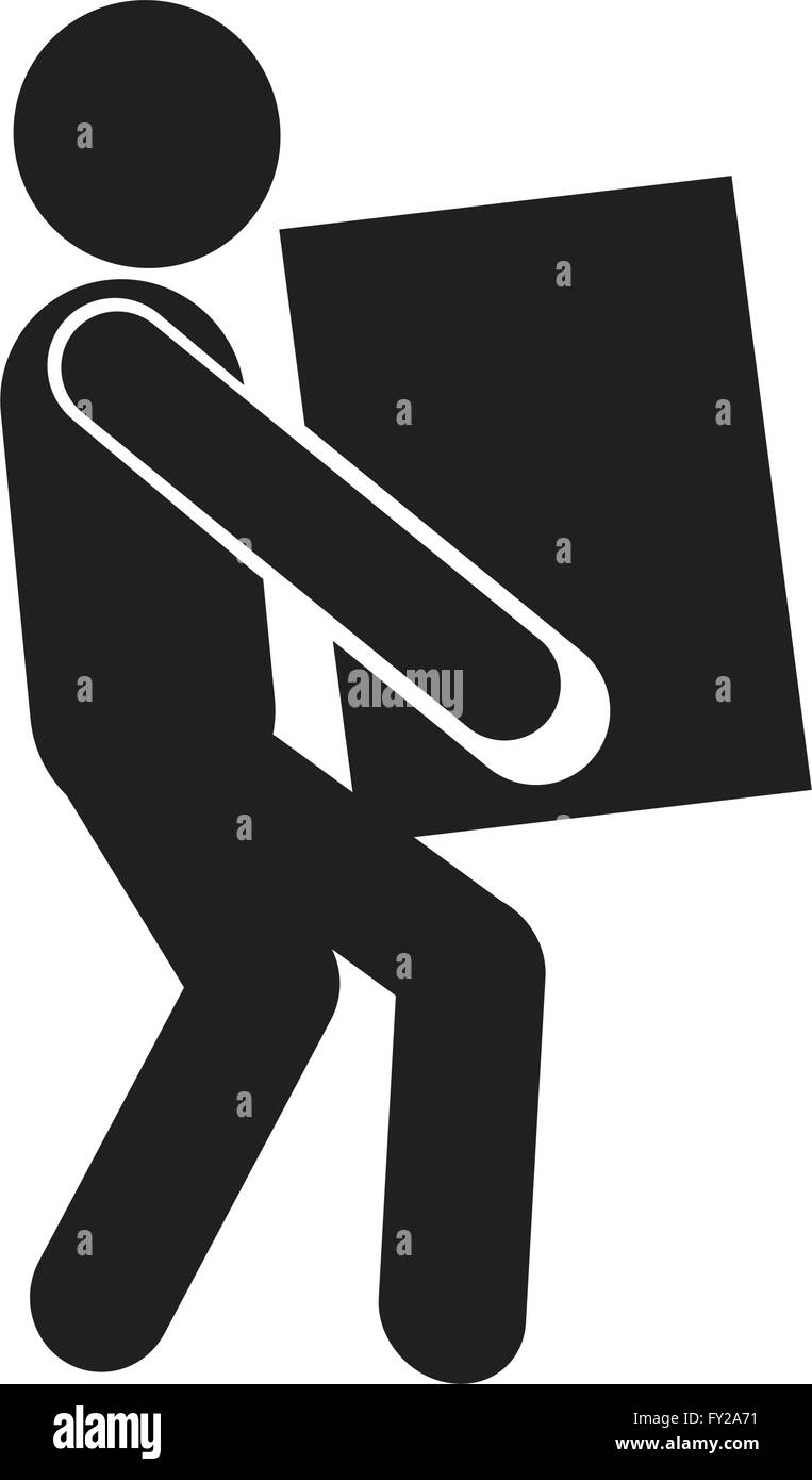 Man Moving Box Pictogram Icon Illustration design Stock Vector Image ...