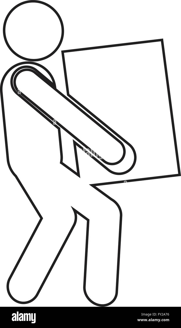 Man Moving Box Pictogram Icon Illustration design Stock Vector Image ...