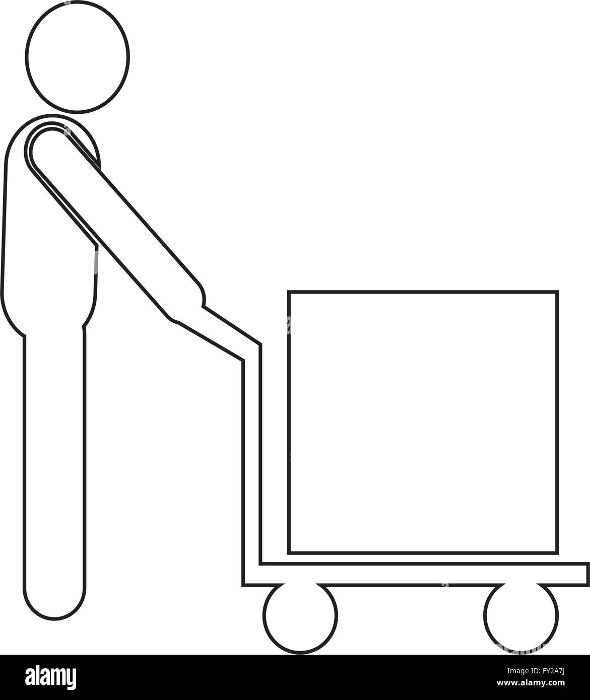 Man Moving Box Pictogram Icon Illustration design Stock Vector Image ...