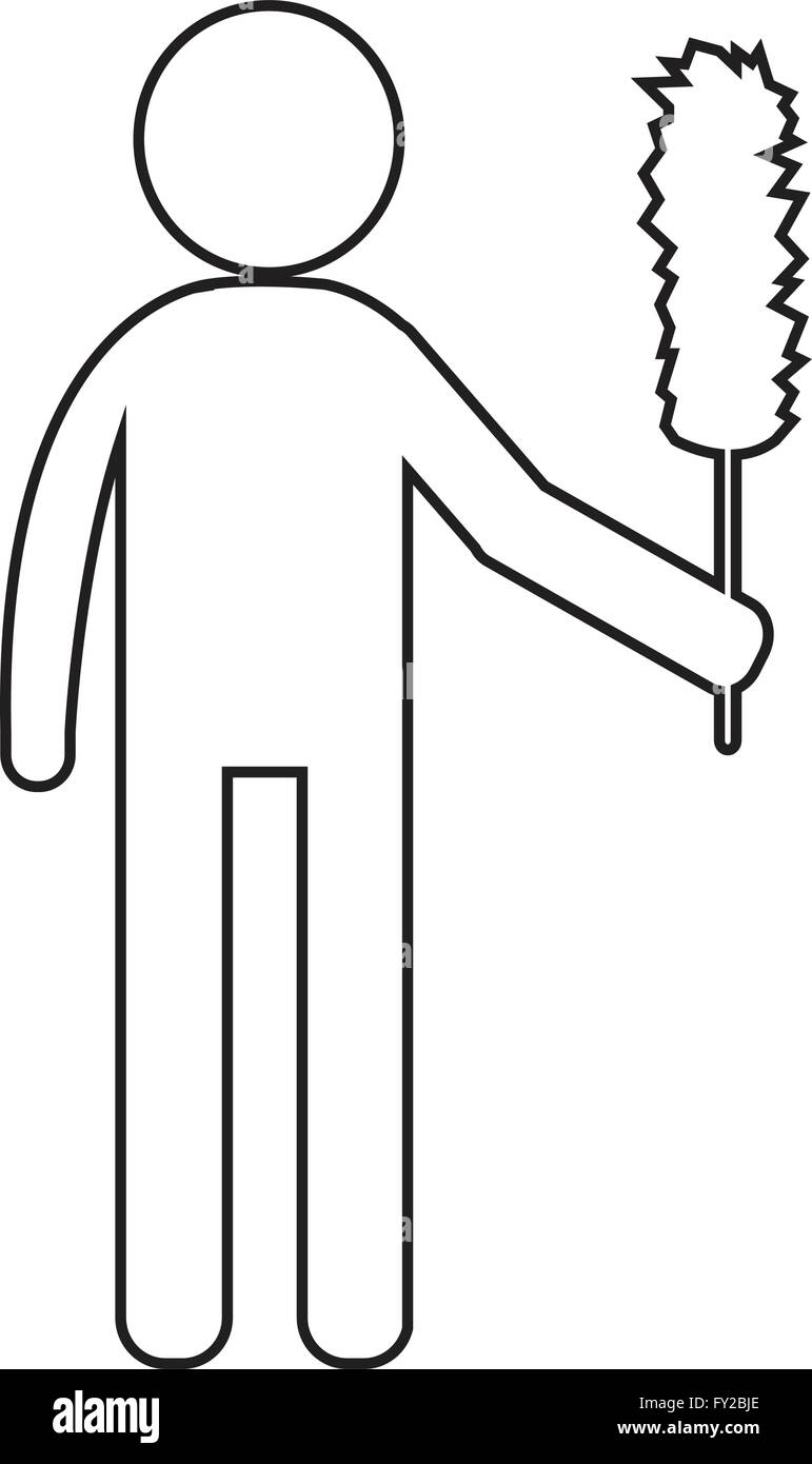 Cleaner Man and Cleaning Tool Equipment people icon Illustration design ...