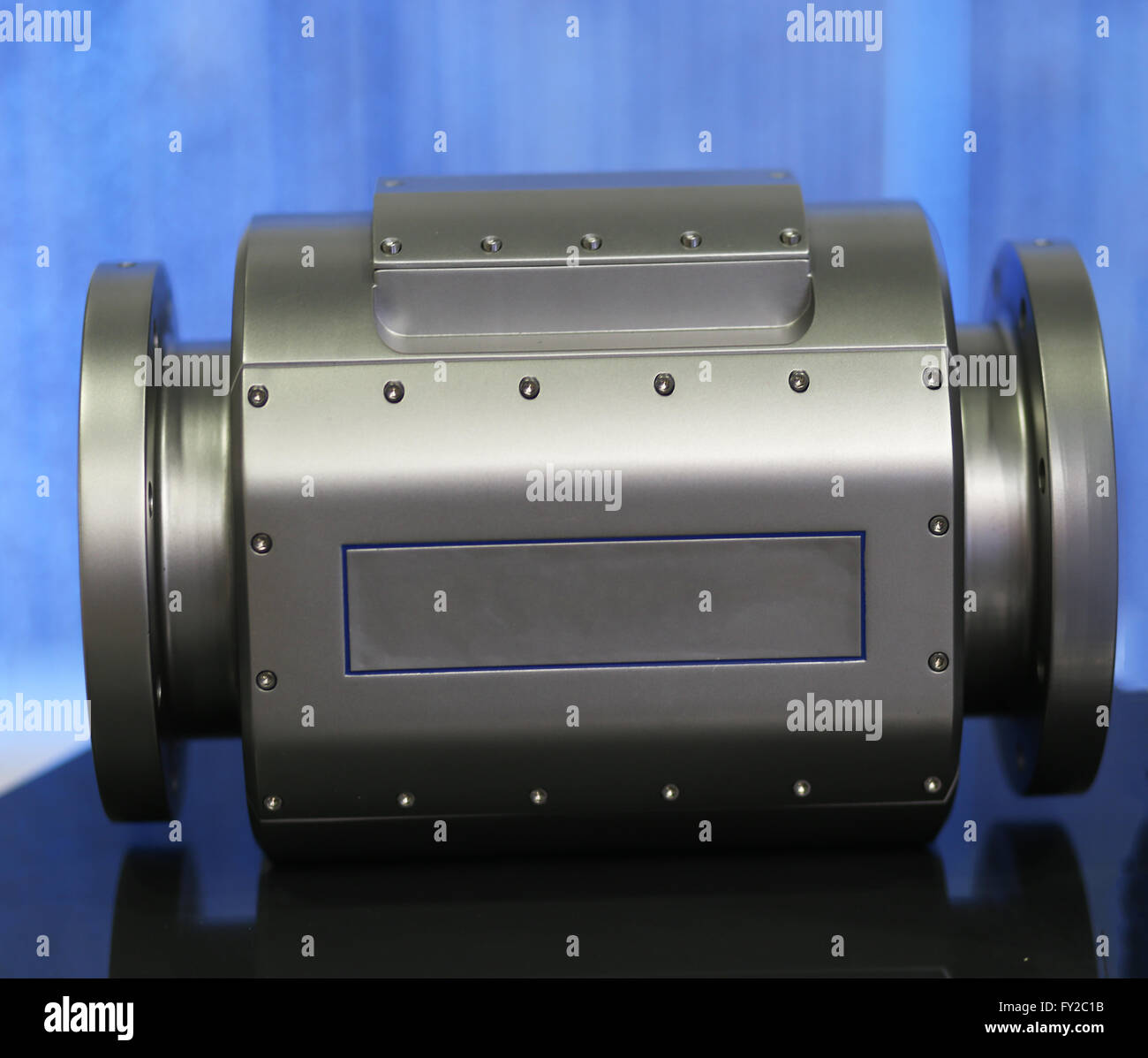 Ultrasonic stainless steel gas meter on blue background Stock Photo - Alamy
