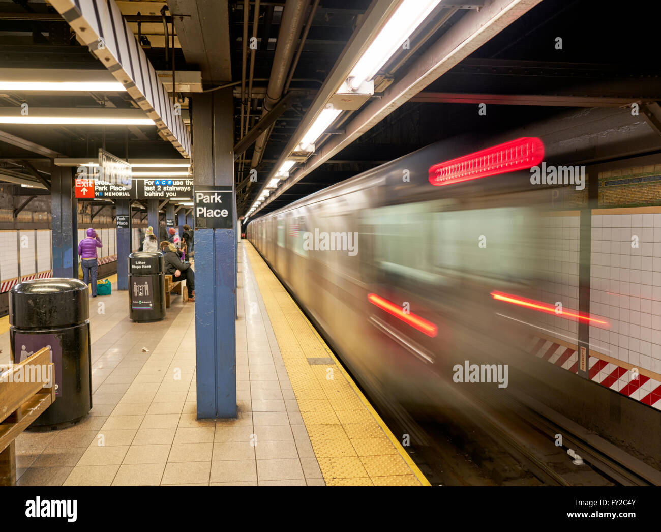 Subway platform moving train new york hi-res stock photography and ...