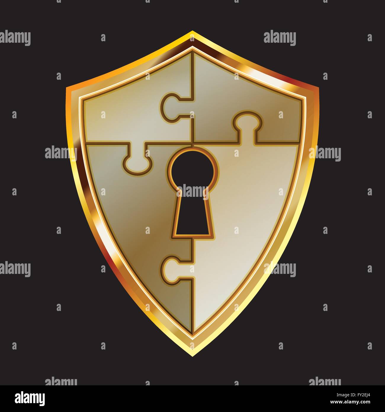 Security puzzle flat icon with shield and keyhole, vector Stock Vector ...