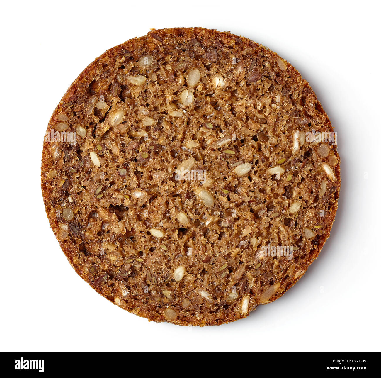 Slice of dark multi grain bread with seeds isolated on white background ...