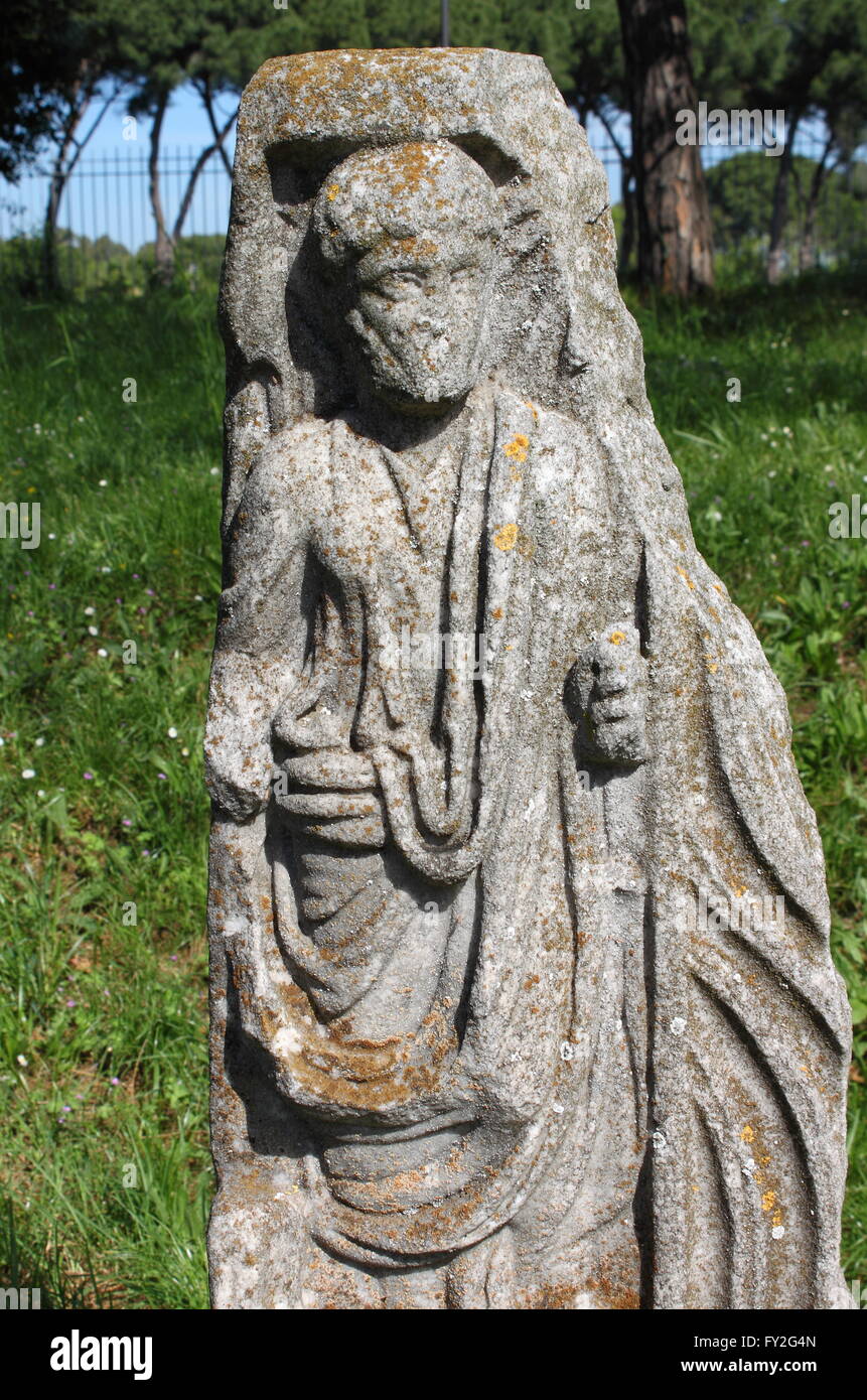 Ancient statue of a roman senator in Ostia Antica, the old harbour of ...