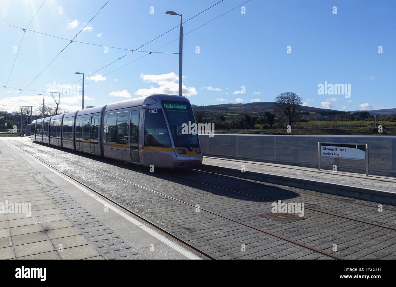 Dublin LUAS Tramcar at Brides Glen -1 Stock Photo - Alamy
