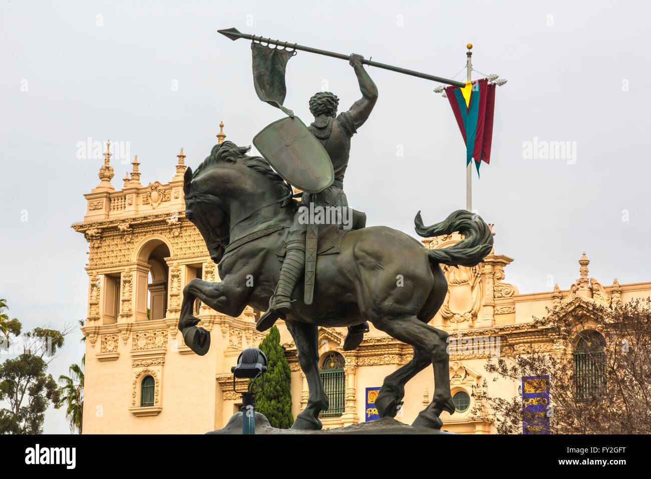 El Cid Statue in Balboa Park, San Diego CA US. The 23 foot tall statue ...