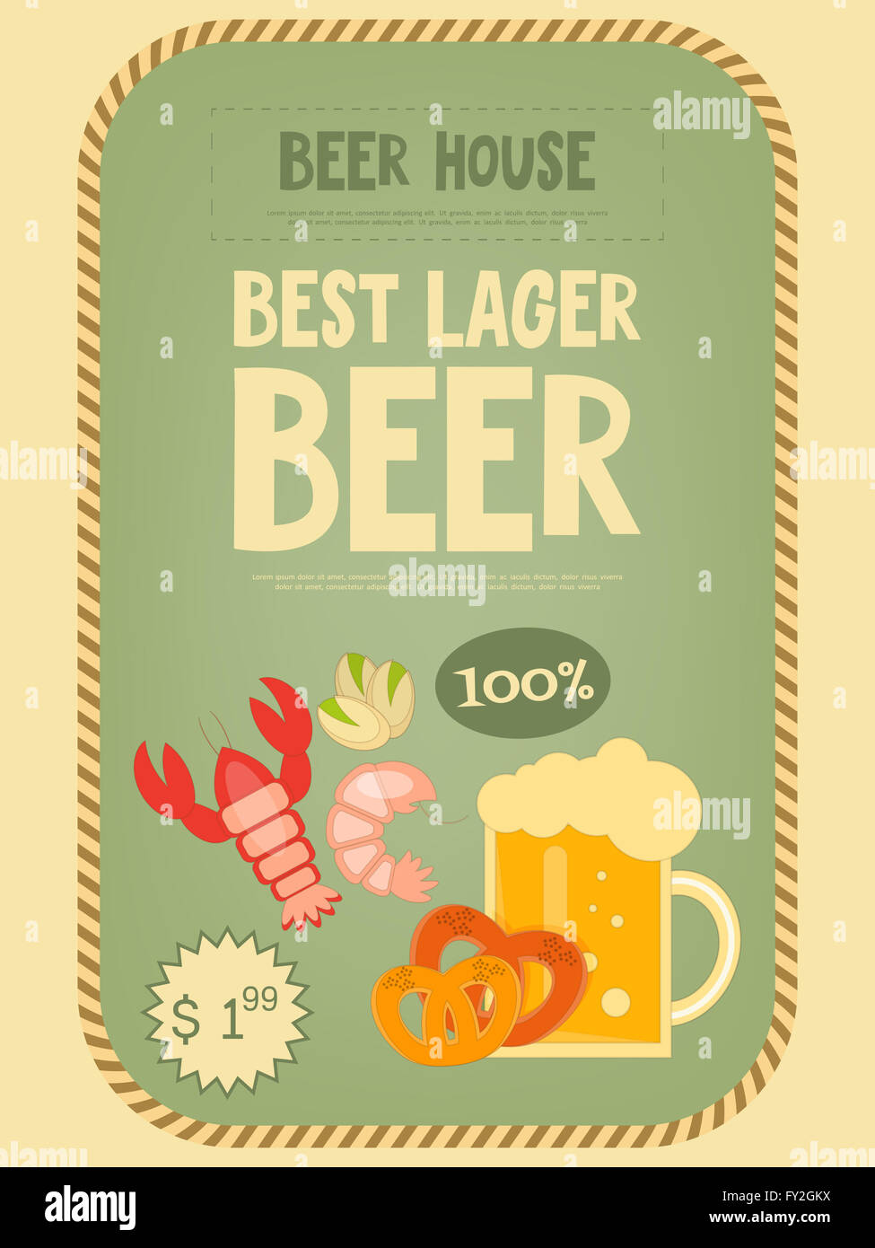 Beer and Snacks Poster Menu in Retro Style. Illustration Stock Photo ...