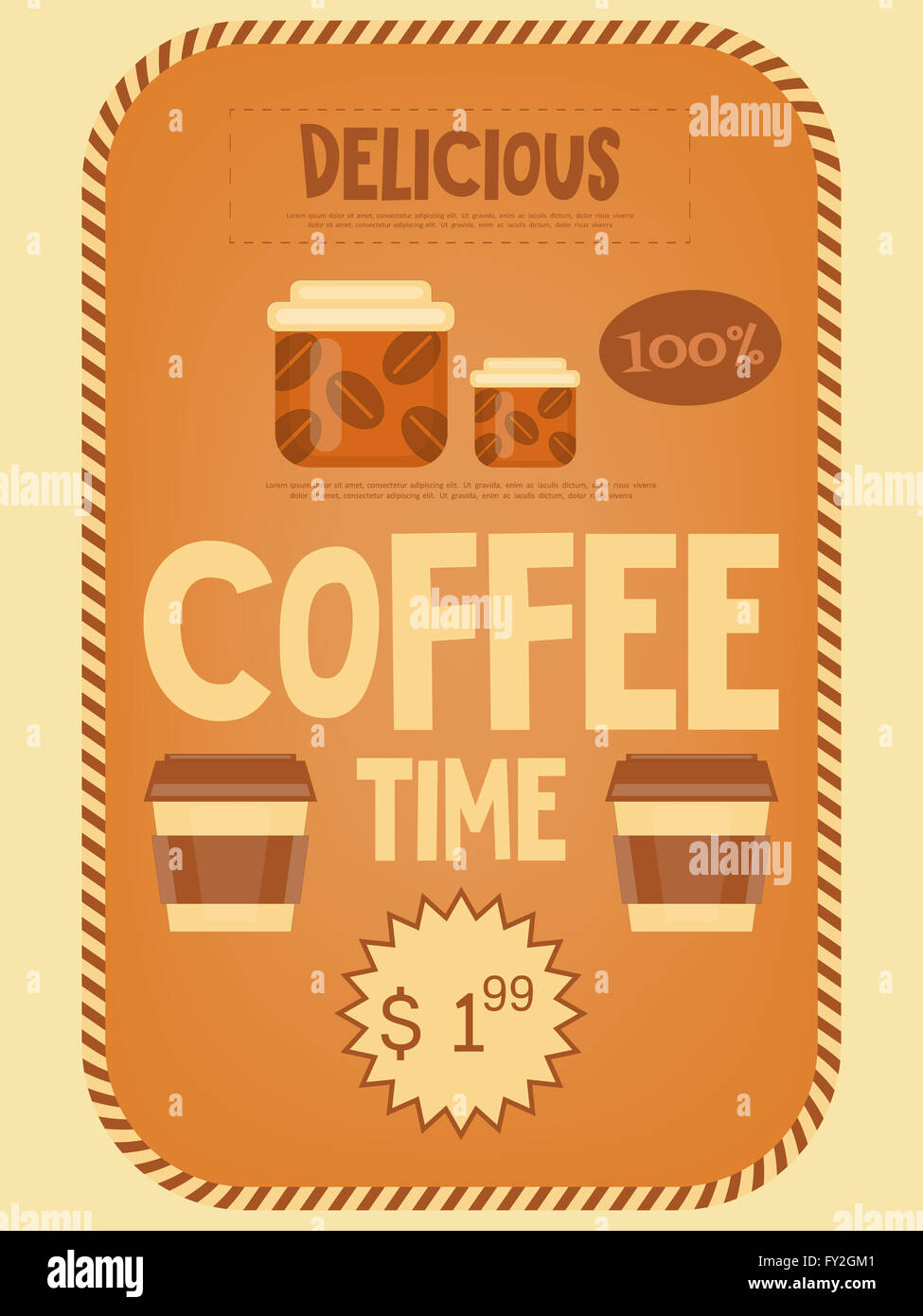 Coffee Time Poster Menu in Retro Style. Illustration Stock Photo - Alamy