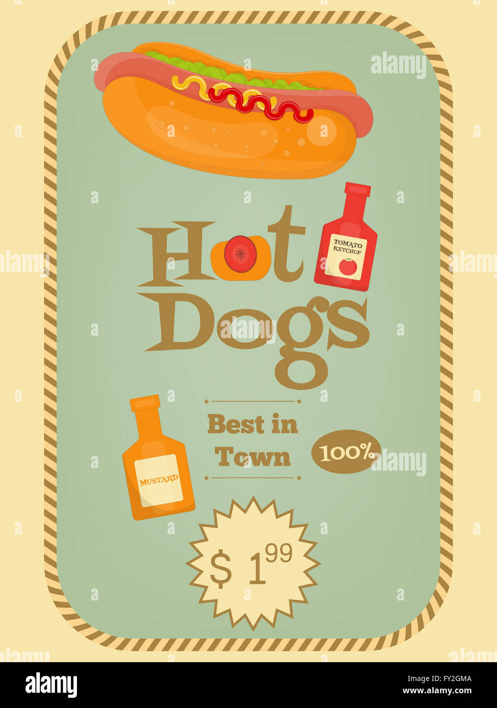 Hot Dog Menu in Retro Style. Illustration Stock Photo - Alamy
