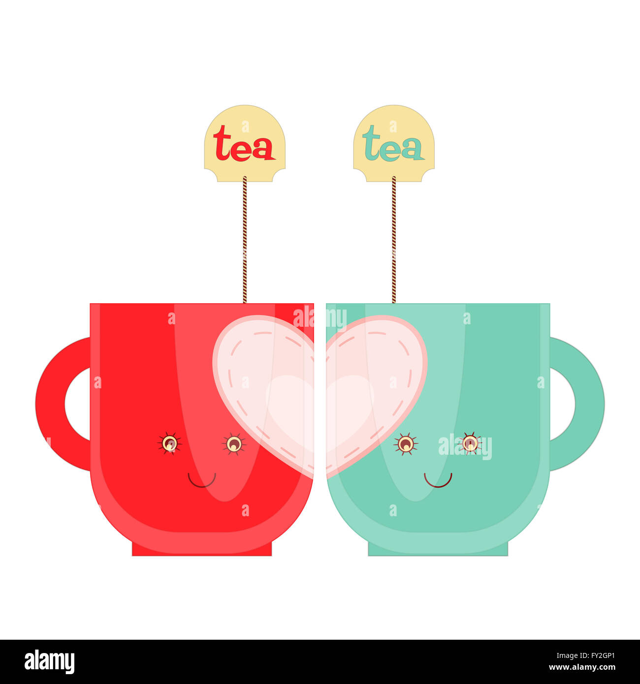 Two Tea Mugs Isolated on White Background. Illustration Stock Photo - Alamy