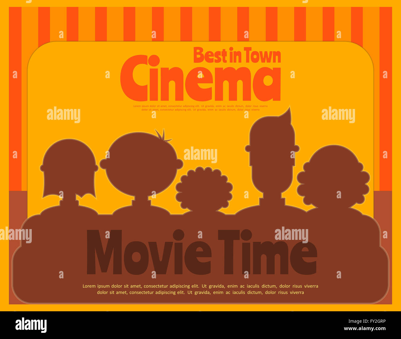 Cinema Poster. Movie Placard. People Watch Movies. Illustration Stock ...