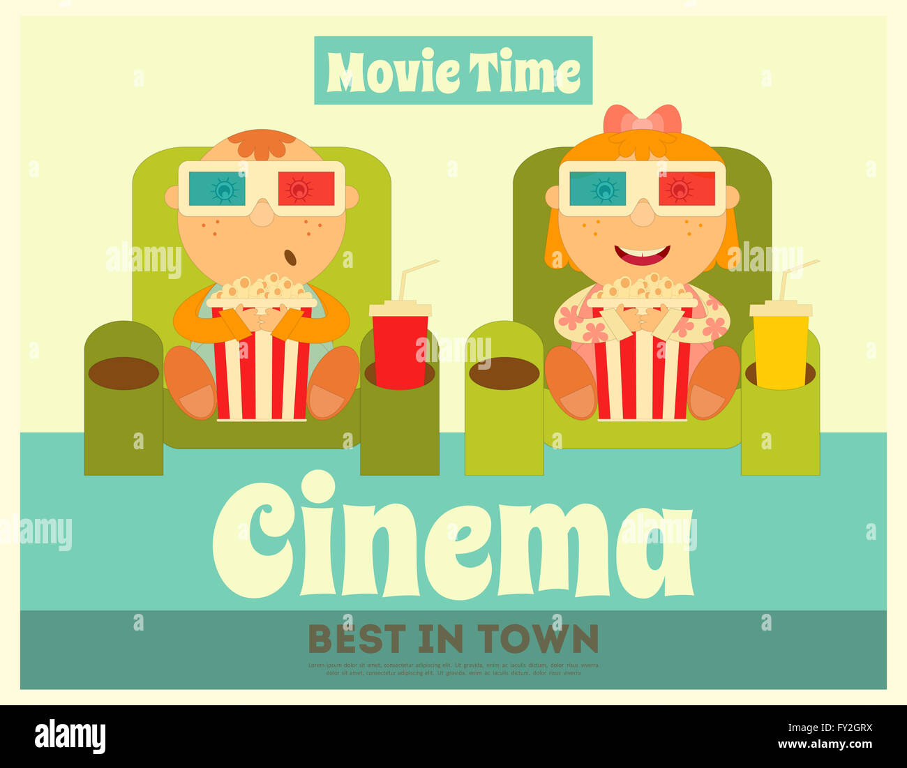 Cinema Poster. Movie Placard. Kids Watch Movies. Illustration Stock ...
