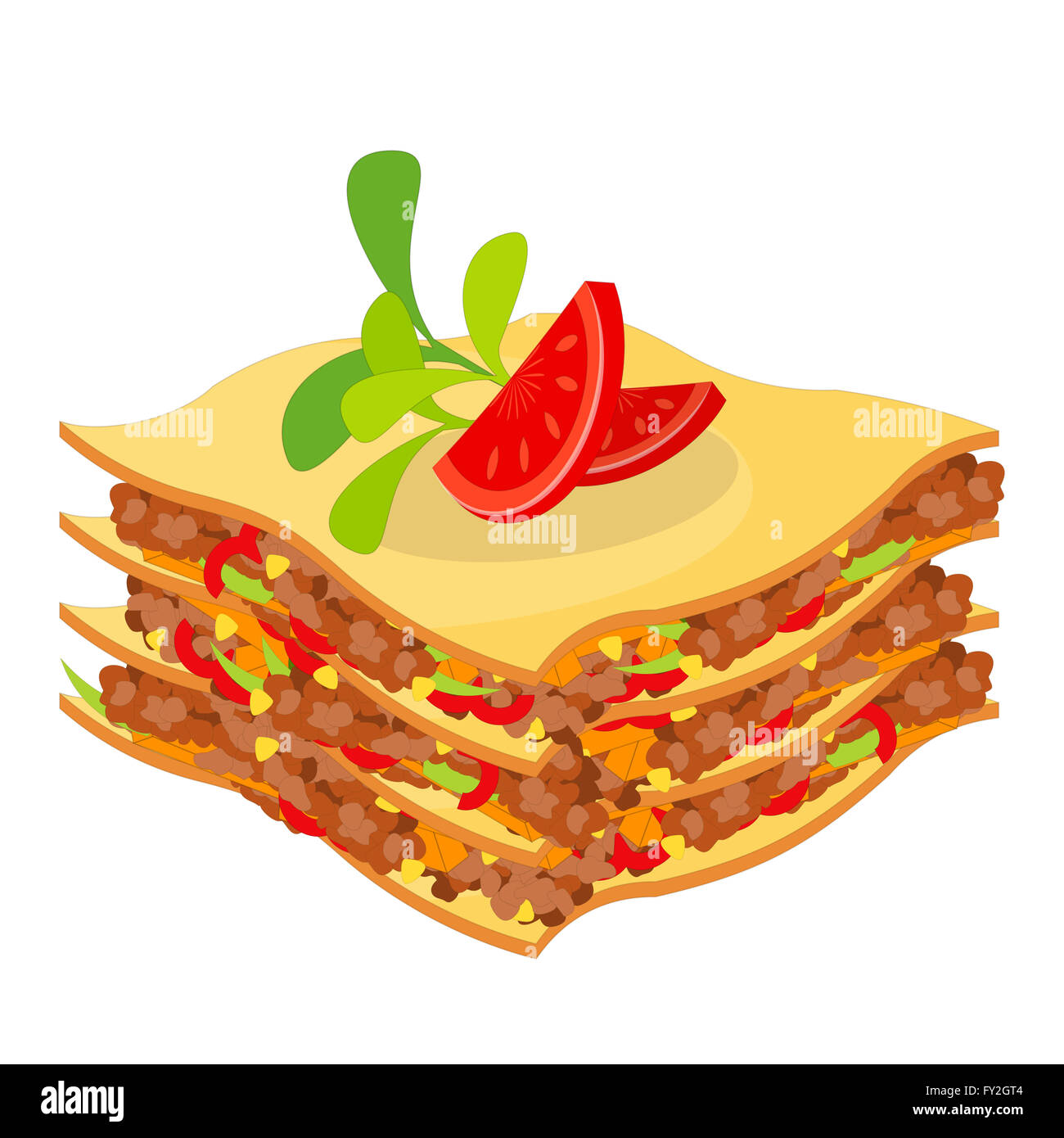 Lasagna Isolated on White Background. Traditional Italian Cuisine ...