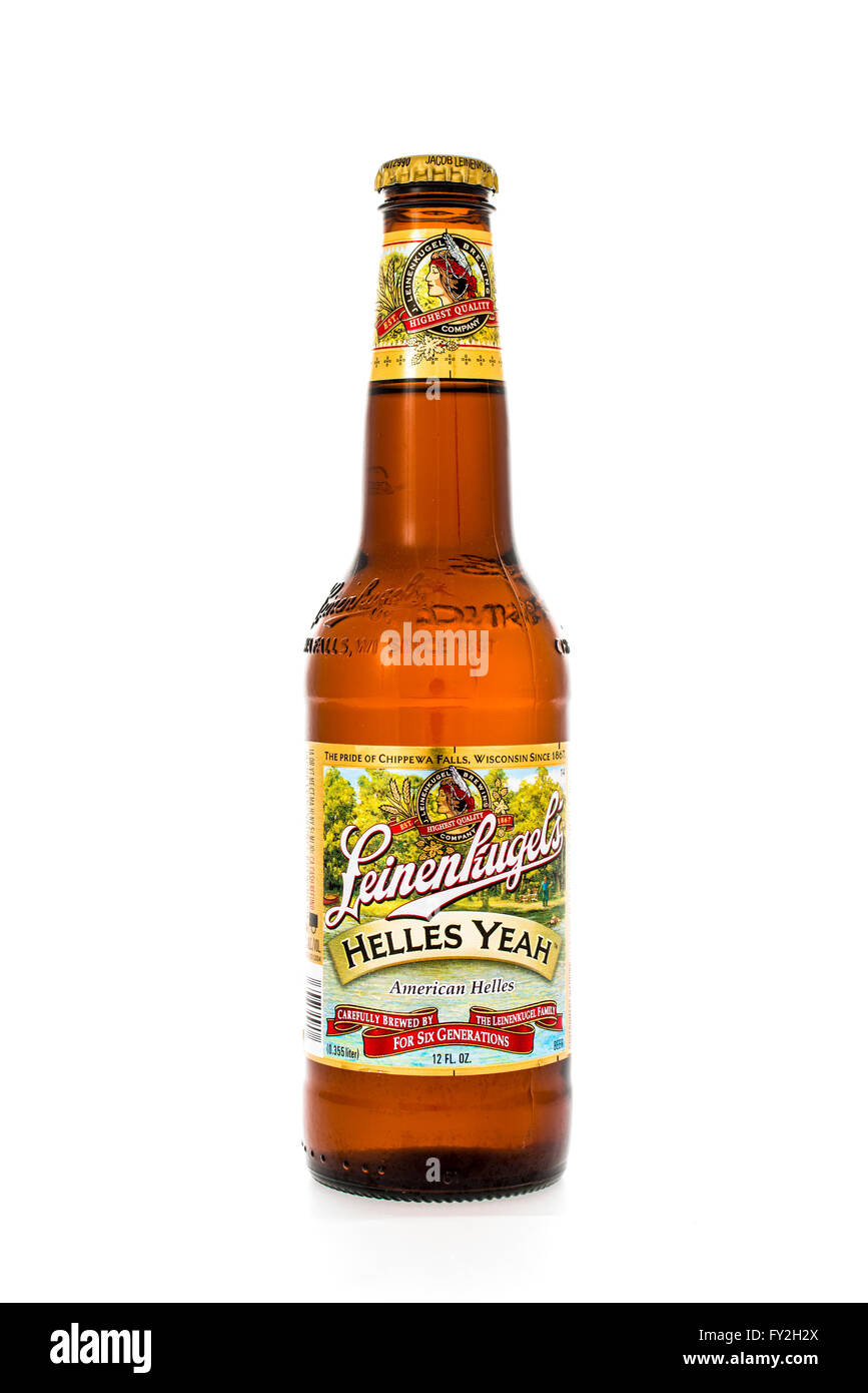Winneconne, WI - 6 February 2015: Bottle of Leinenkugel's Helles Yeah ...