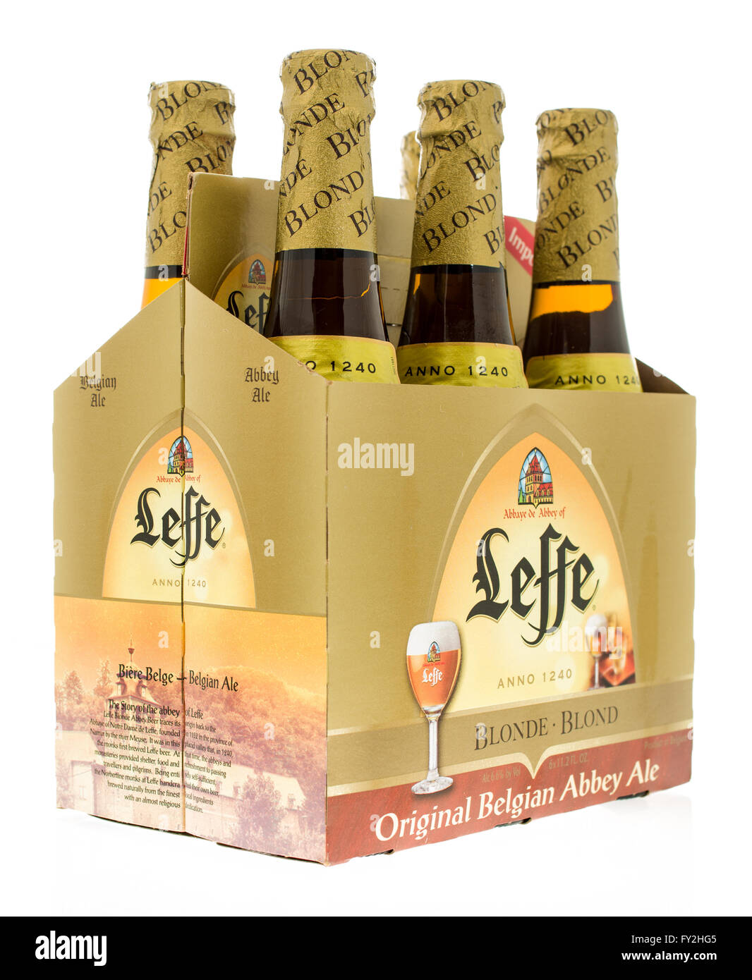 Winneconne, WI -3 Nov 2015: Six pack of Leffe beer Stock Photo - Alamy