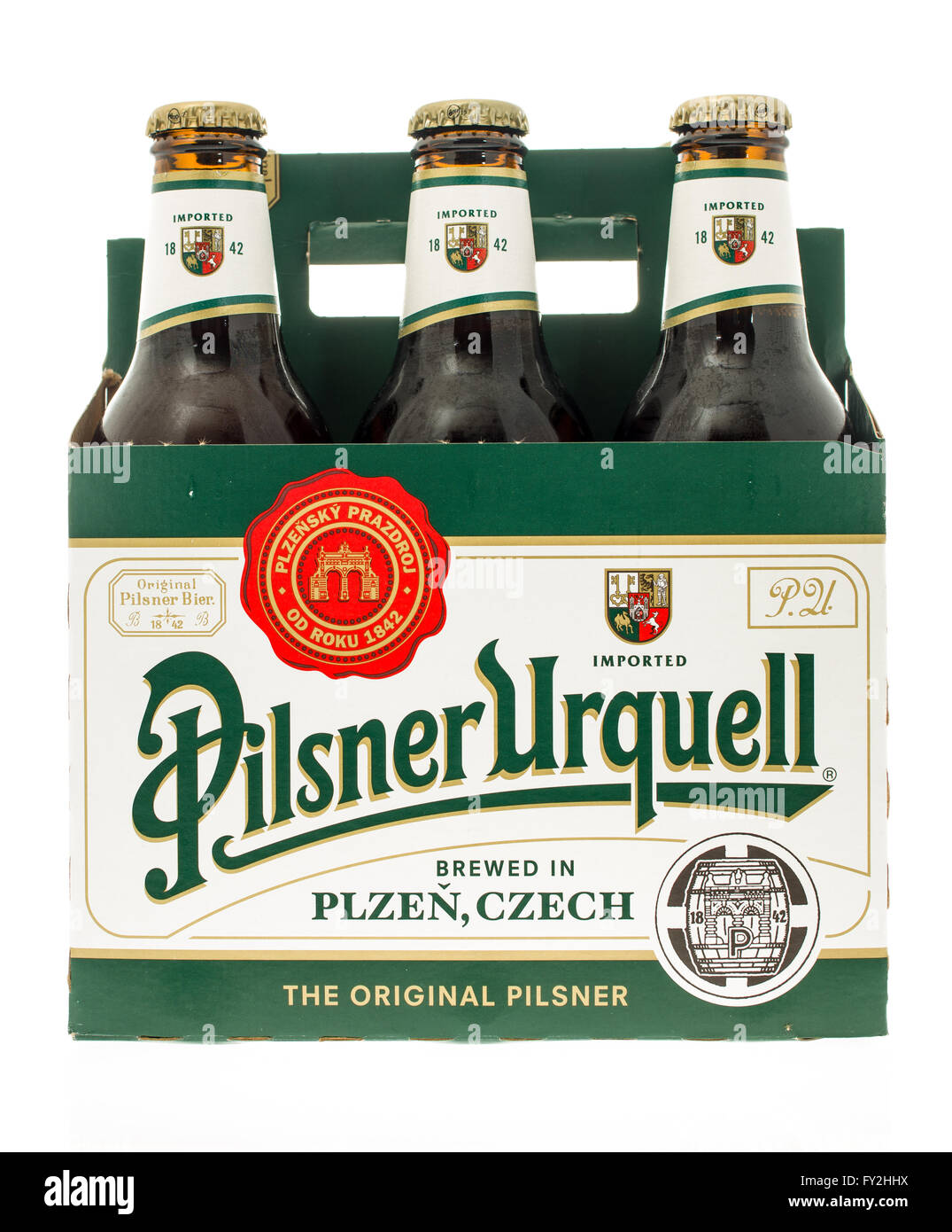 Winneconne, WI -3 Nov 2015: Six pack of Pilsner Urquell beer Stock ...