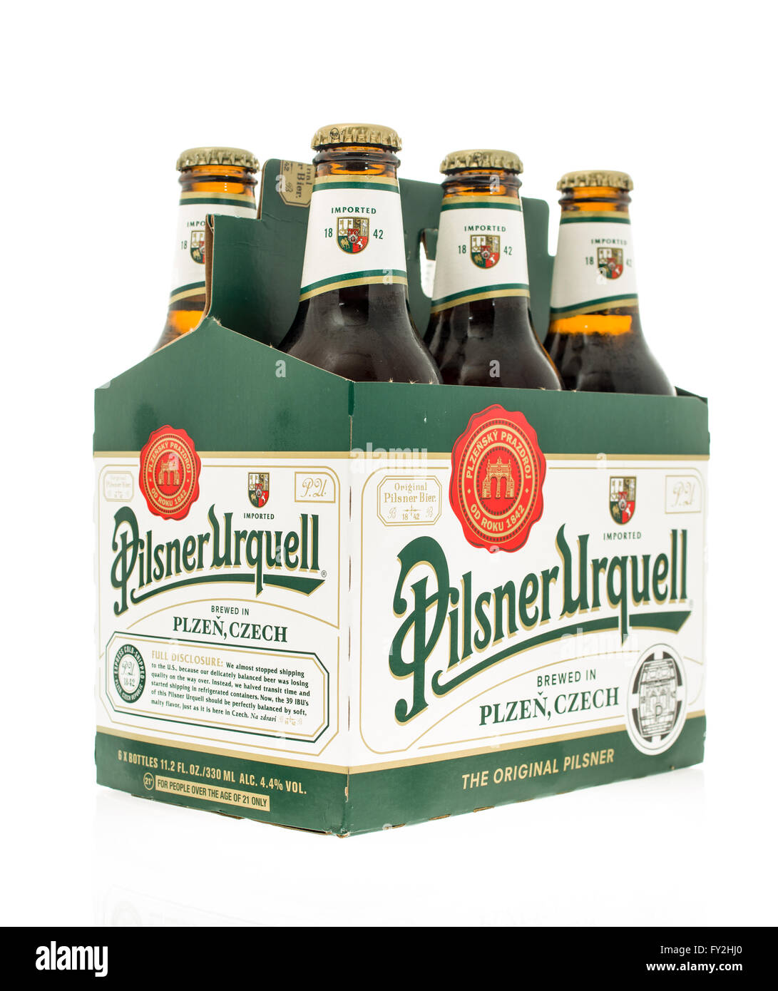 Winneconne, WI -3 Nov 2015: Six pack of Pilsner Urquell beer Stock ...
