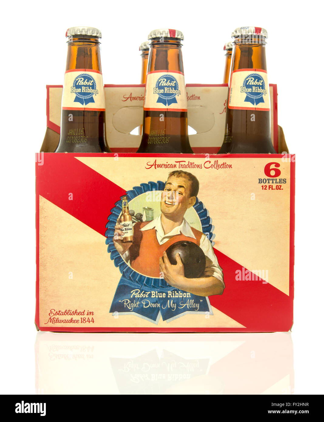 Winneconne, WI - 28 Nov 2015: Six pack of Pabst Blue Ribbon beer Stock ...