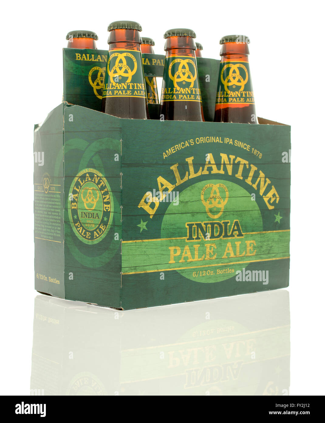 Winneconne, WI - 10 Jan 2016: A six pack of Ballantine India Pale Ale ...