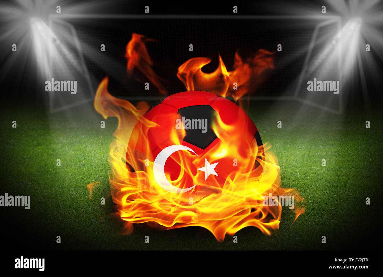 Turkey Soccer ball on fire, Football Euro 2016 Stock Photo - Alamy