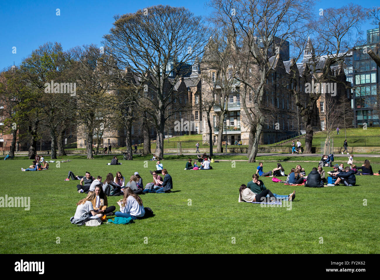 Students enjoy the first sunny day of Spring in the Meadows with the ...