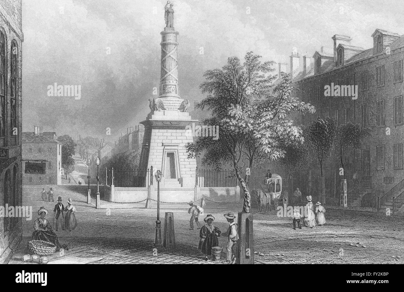 Battle Monument, Baltimore, Maryland. WH BARTLETT, antique print 1840 ...