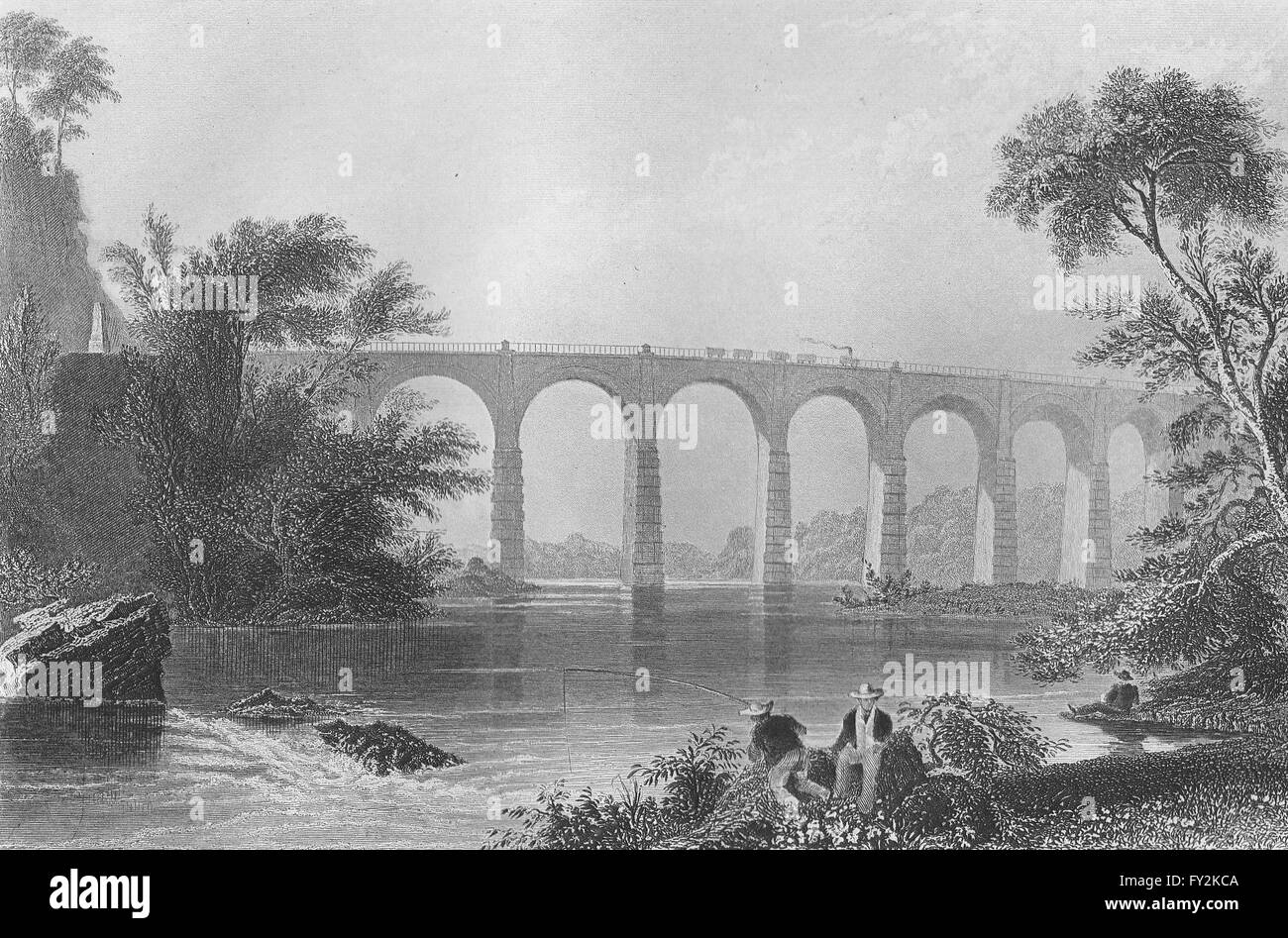 Viaduct on the Baltimore and Washington Railroad, Maryland. WH BARTLETT ...
