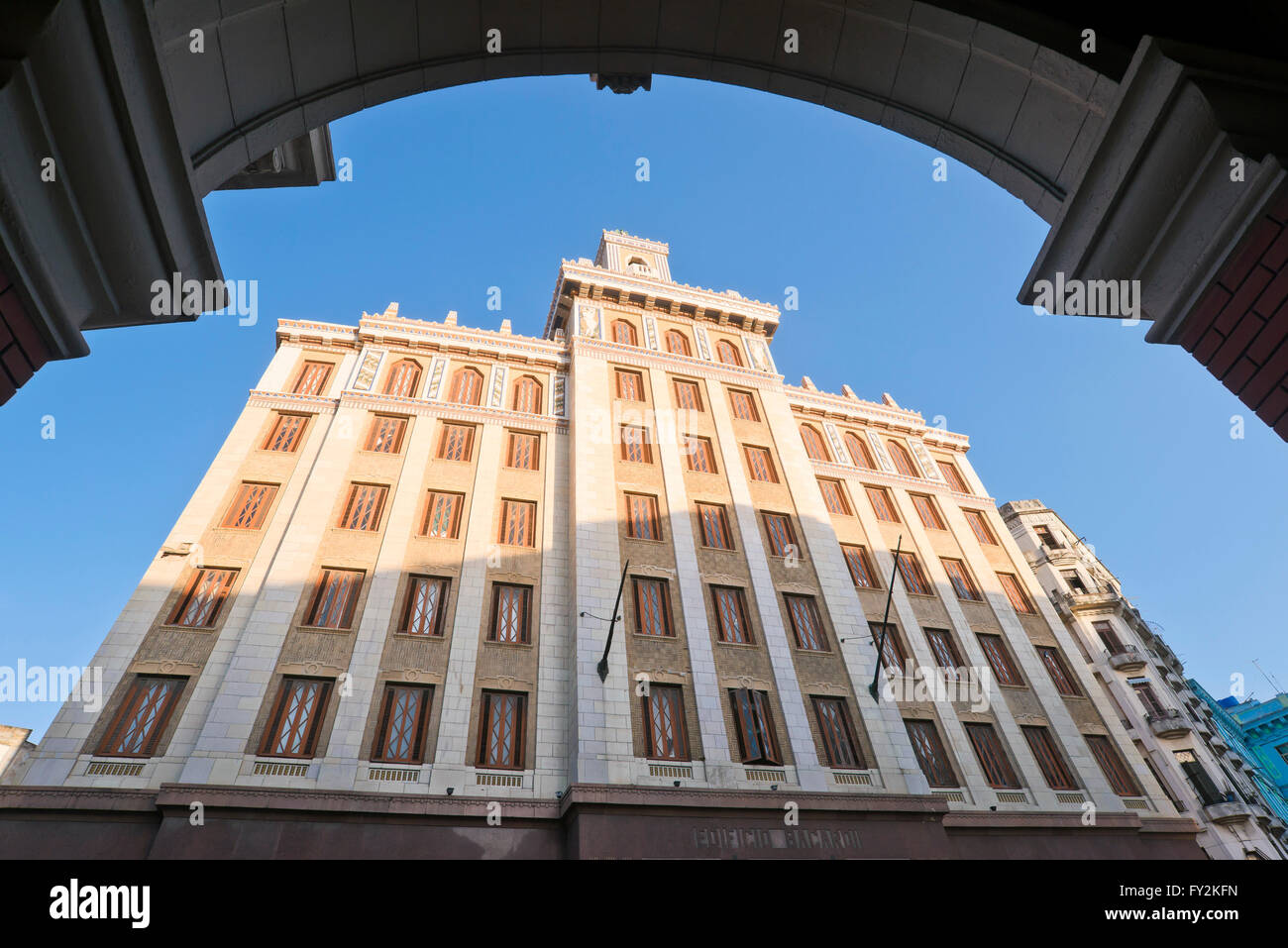 Horizontal street view of the Bacardi Building in Havana, Cuba Stock ...