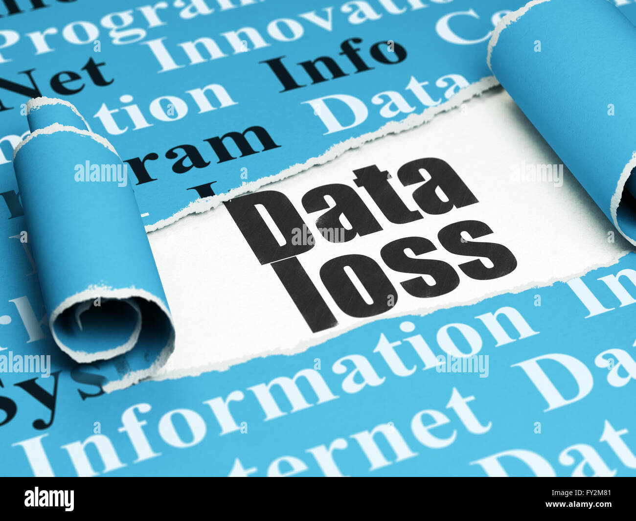 Data concept: black text Data Loss under the piece of torn paper Stock ...