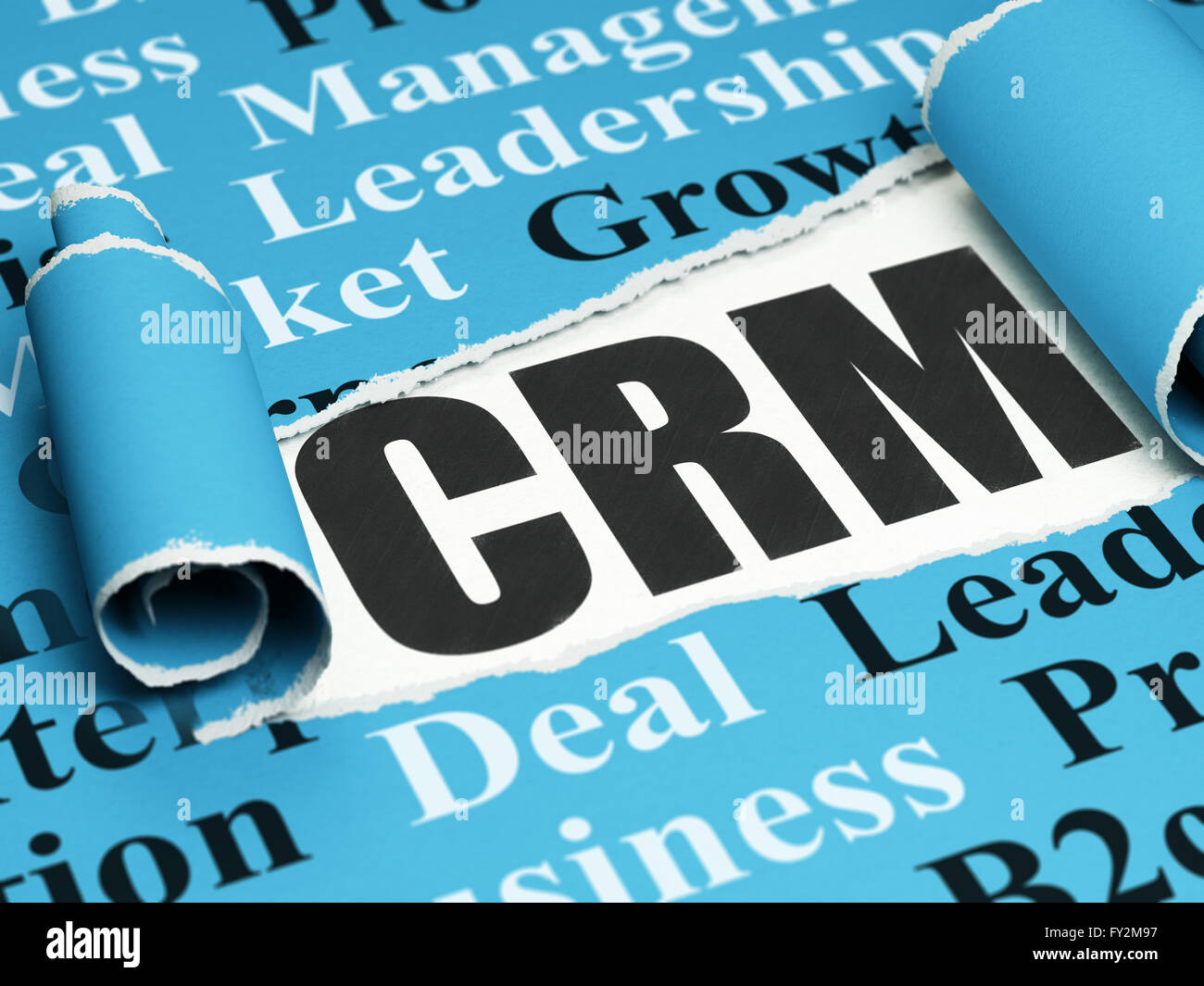 Finance concept: black text CRM under the piece of torn paper Stock ...