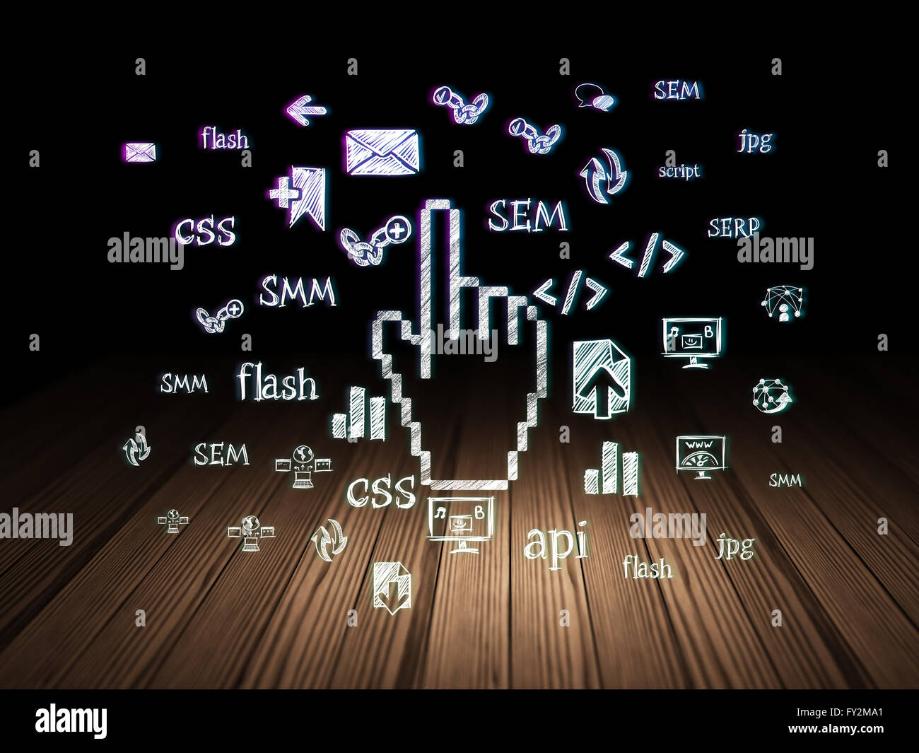 Web design concept: Mouse Cursor in grunge dark room Stock Photo - Alamy