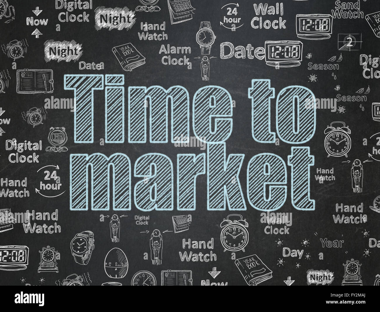 Time concept: Time to Market on School board background Stock Photo - Alamy