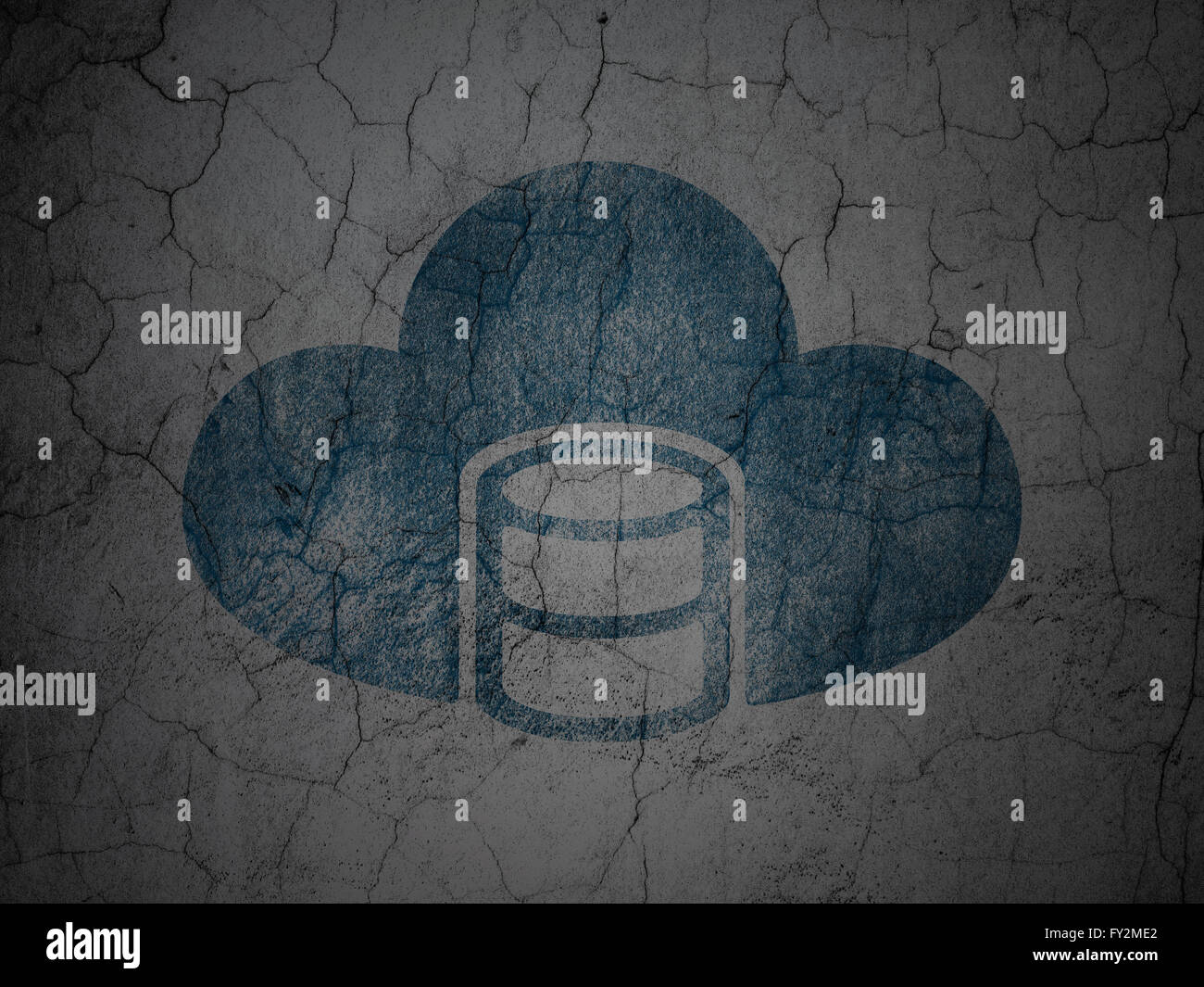 Programming concept: Database With Cloud on grunge wall background ...