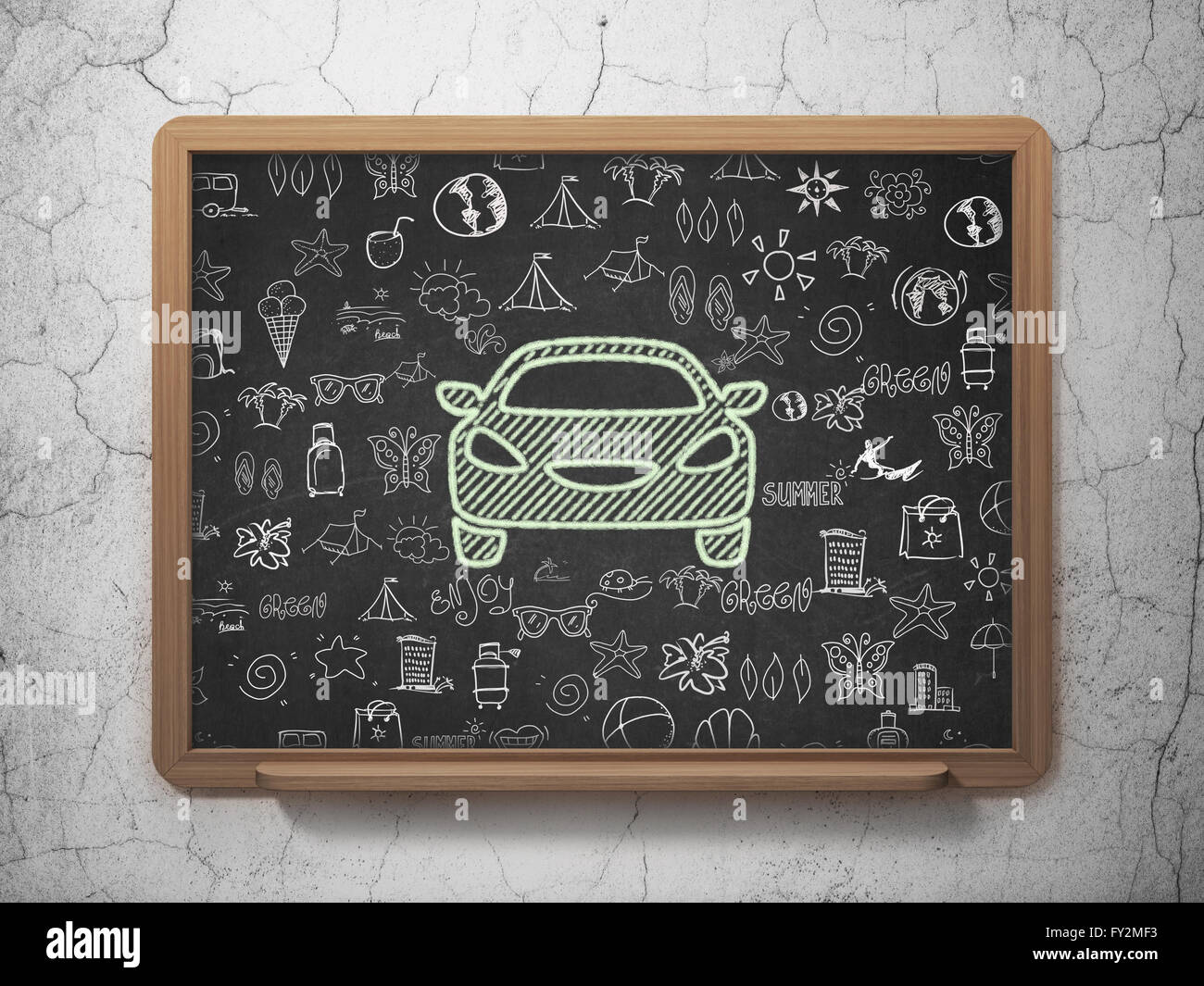 Vacation concept: Car on School board background Stock Photo - Alamy