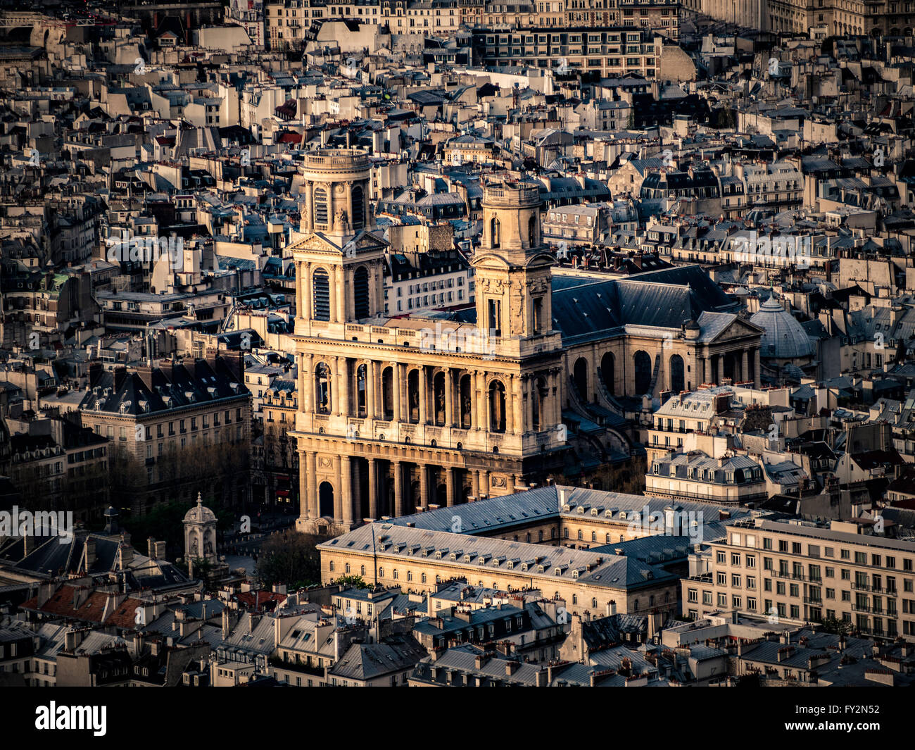 Aerial view of the Church of Saint-Sulpice, Paris, France Stock Photo ...