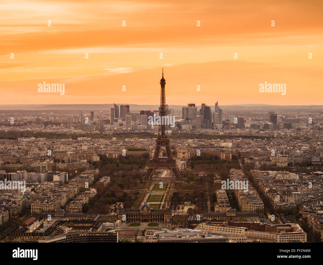 Sunset over Paris with Eiffel Tower, Paris, France Stock Photo - Alamy