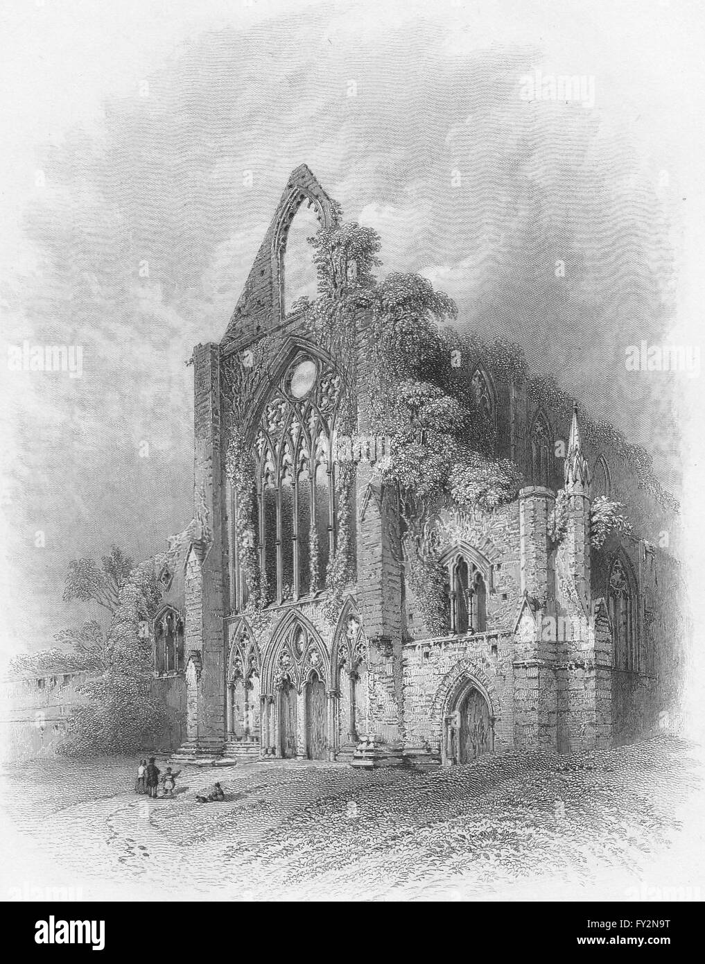 WALES: Tintern Abbey, West Front-Bartlett, antique print c1860 Stock ...