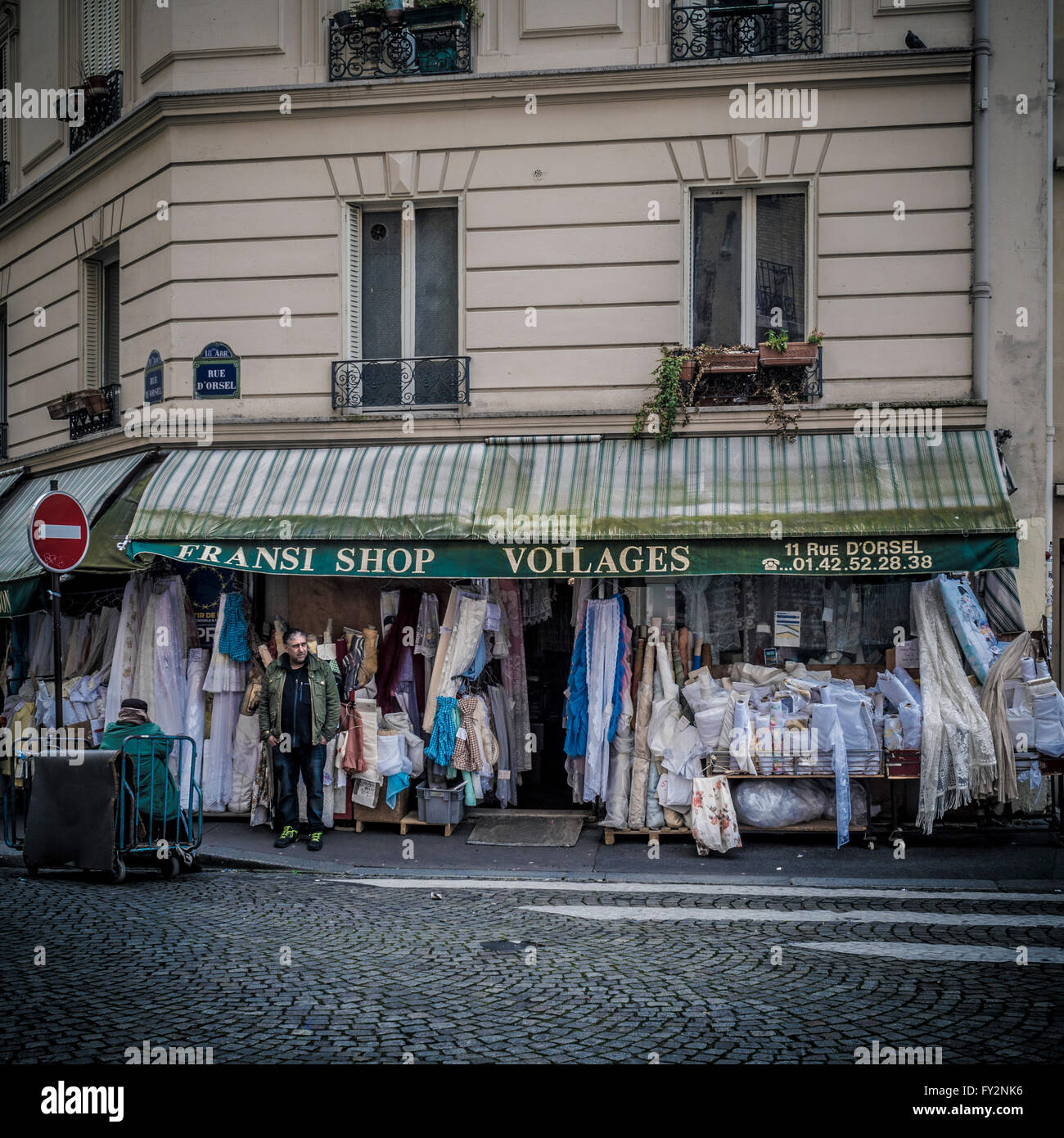 Traditional fabric shop building, Paris, France Stock Photo - Alamy
