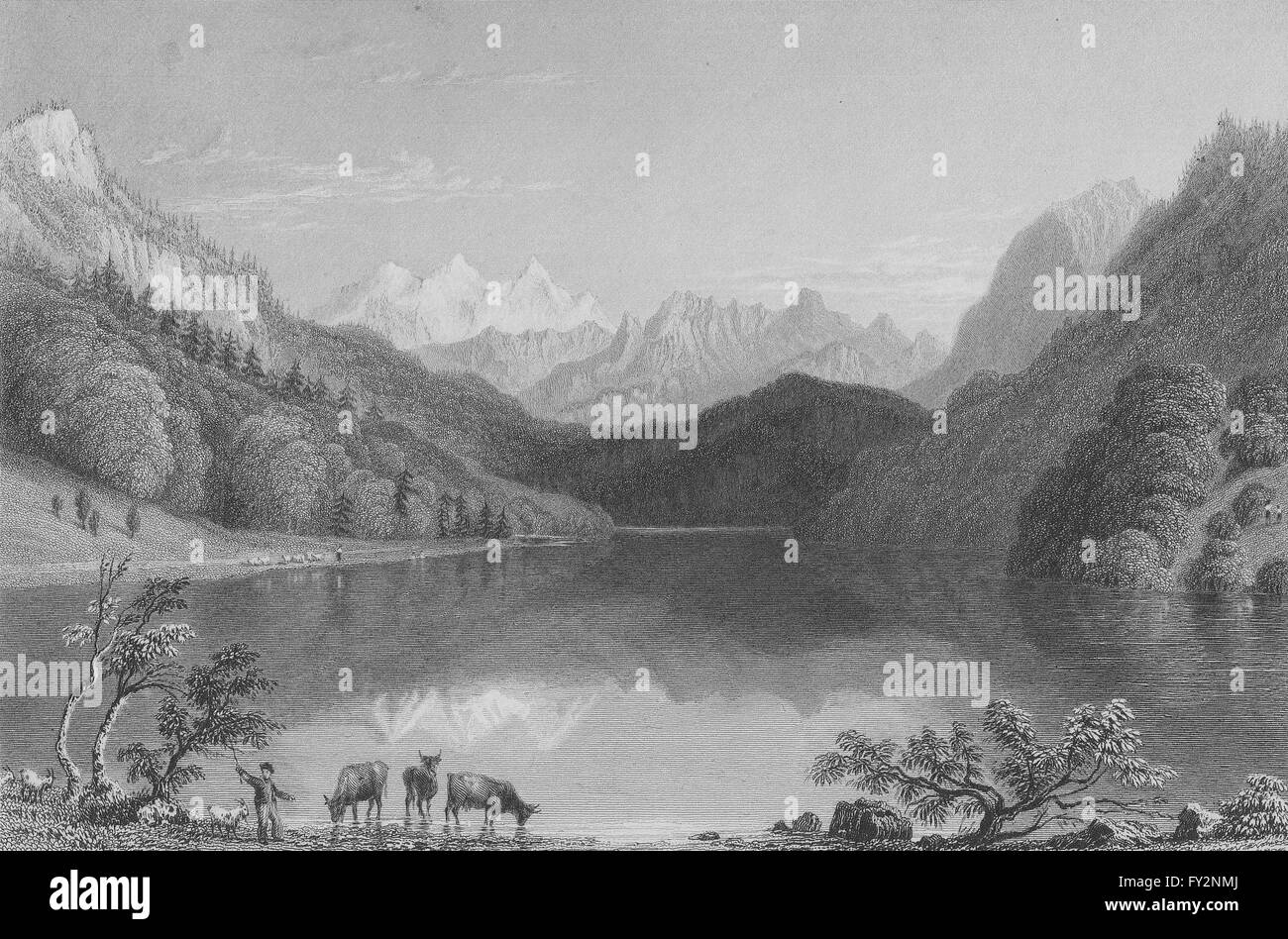 SWITZERLAND: Lake of Lungern (Canton of Unterwalden). BARTLETT, old ...