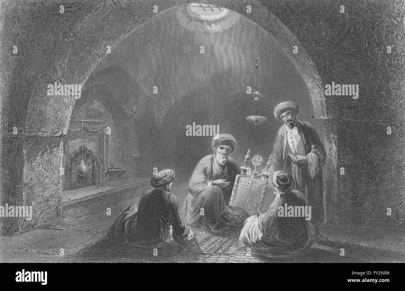 ISRAEL: Samaritans Book of Law(Nablus)-Bartlett, antique print 1847 ...