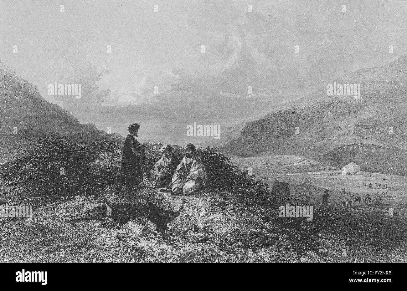 ISRAEL: Jacob's Well, Sychar-Bartlett, antique print 1847 Stock Photo ...