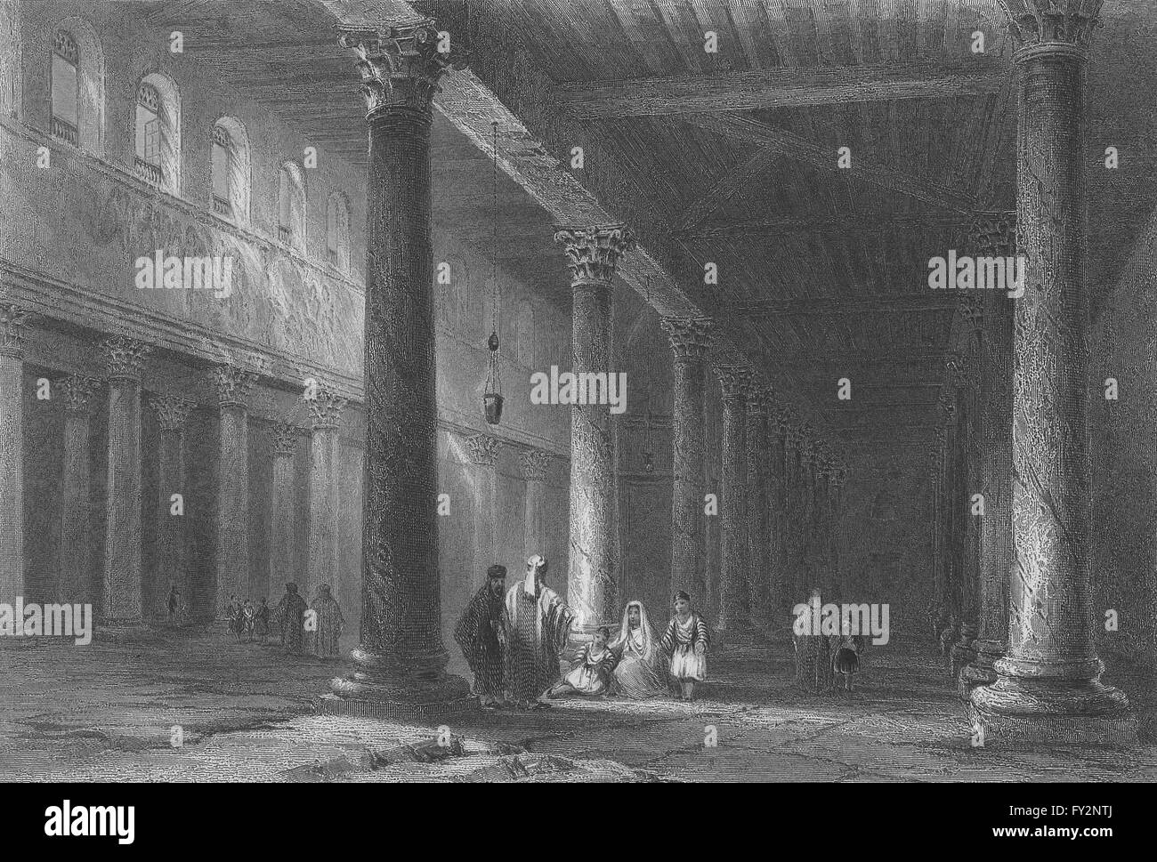 ISRAEL: Basilica, Bethlehem-Bartlett, antique print 1847 Stock Photo ...