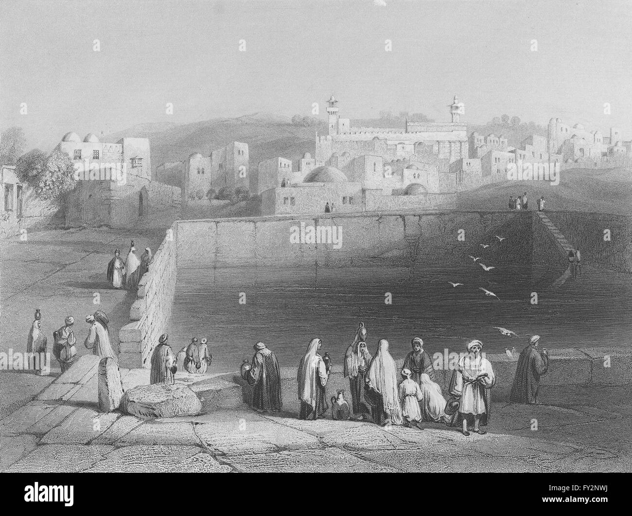ISRAEL: Pool at Hebron-Bartlett, antique print 1847 Stock Photo - Alamy