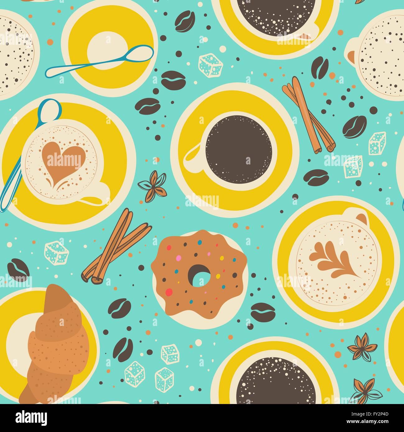 Coffee upper view seamless Stock Vector Image & Art - Alamy