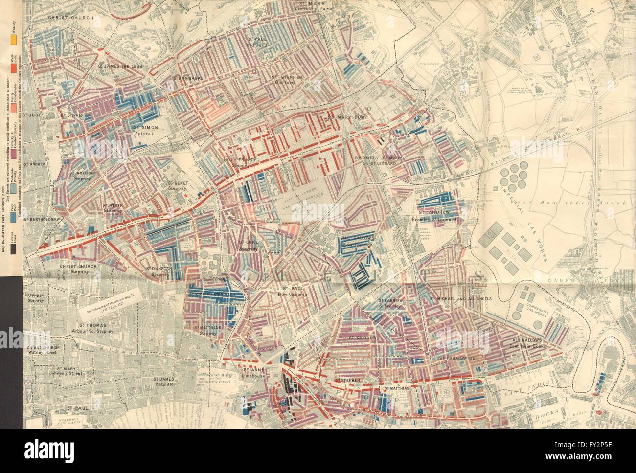 TOWER HAMLETS: Booth poverty map: Mile End Bow Stepney Limehouse Poplar ...