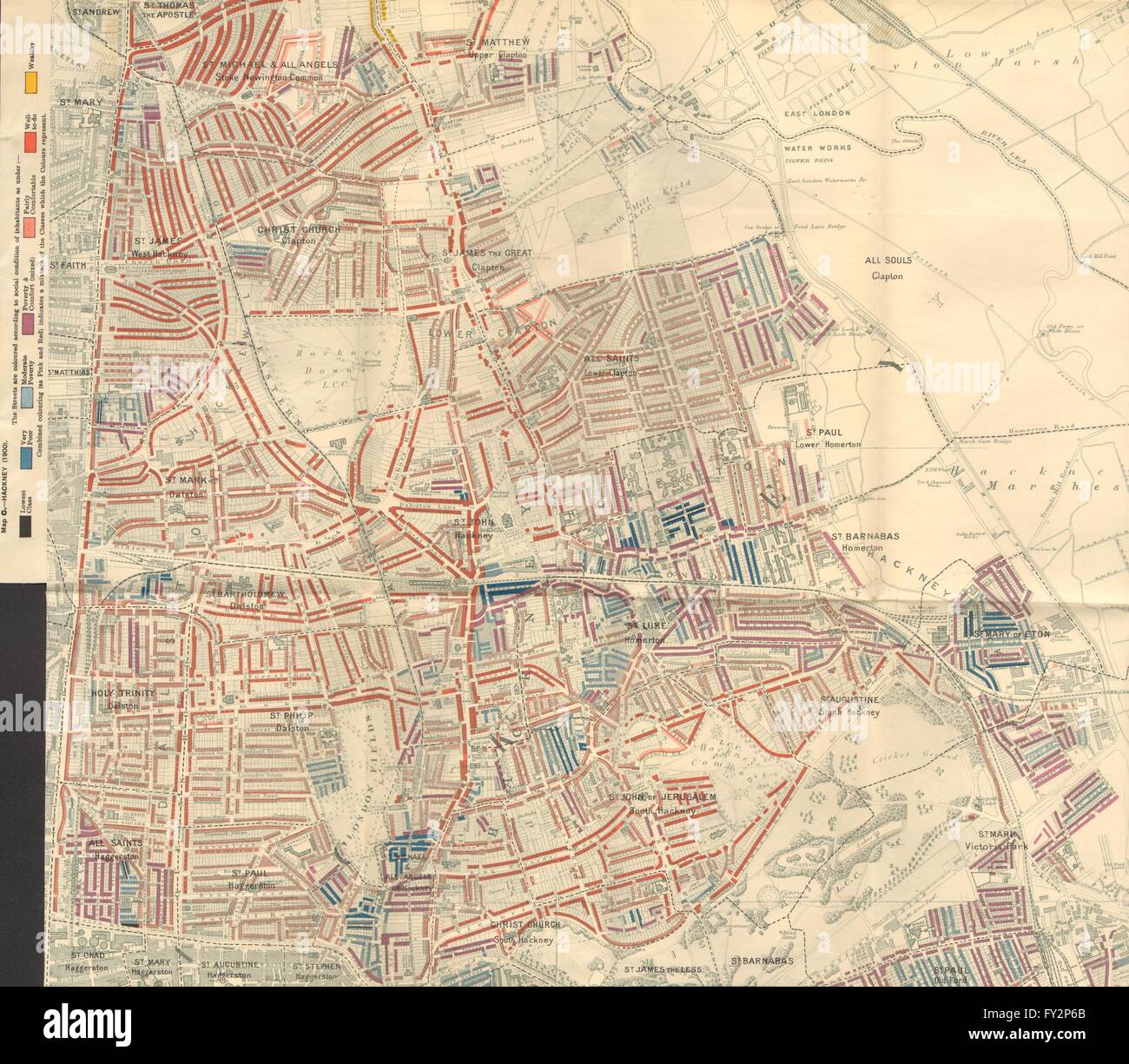 HACKNEY: Charles Booth poverty map:Clapton Dalston Homerton Stoke ...