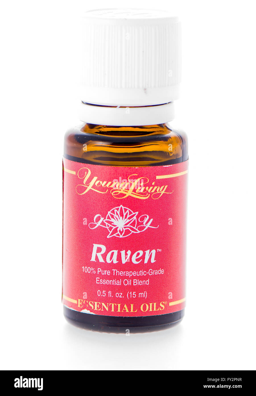 Winneconne, WI - 19 February 2015: Bottle of Young Living Raven ...